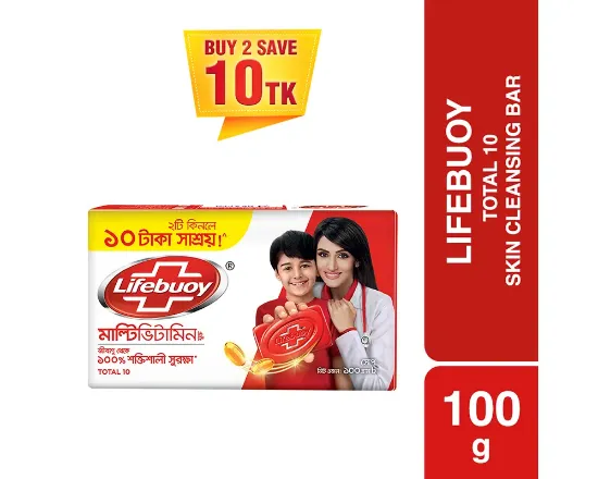 Shop Lifebuoy Total 10 Soap Bar 100gm (Buy2 Save 12 tk) at Shwapno.com ...